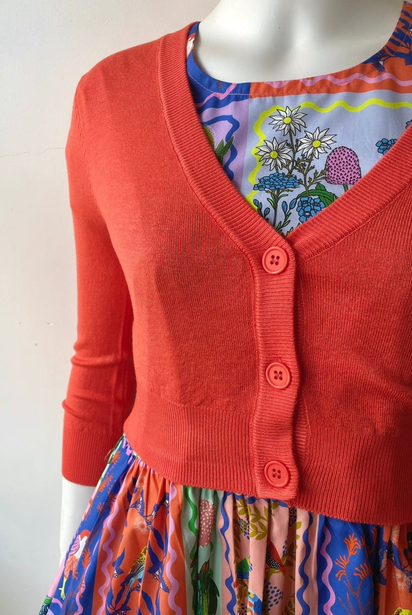 V-Neck Bolero Cardi - Fiesta Orange – Finki Handmade