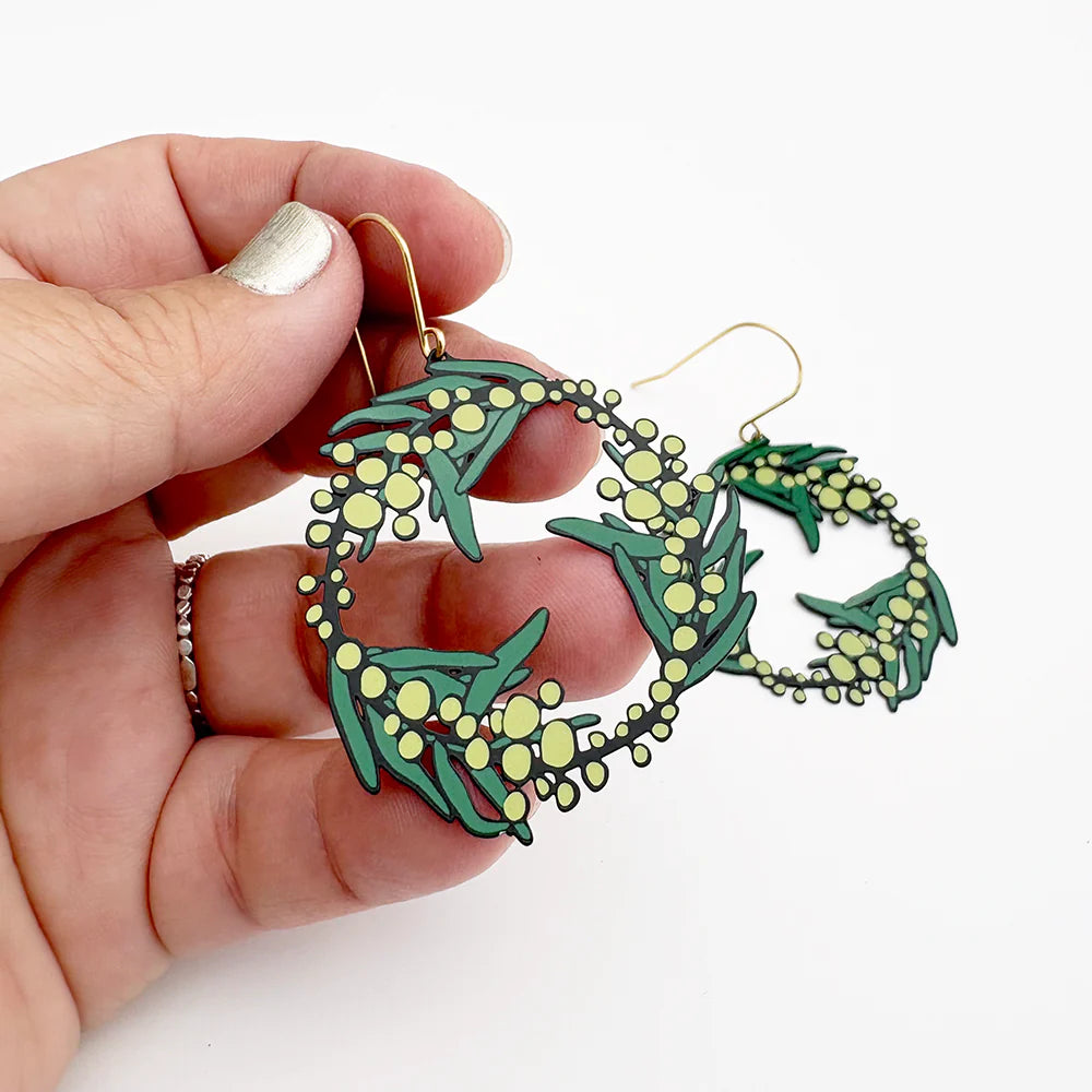 Wattle Wreath Dangles – Finki Handmade