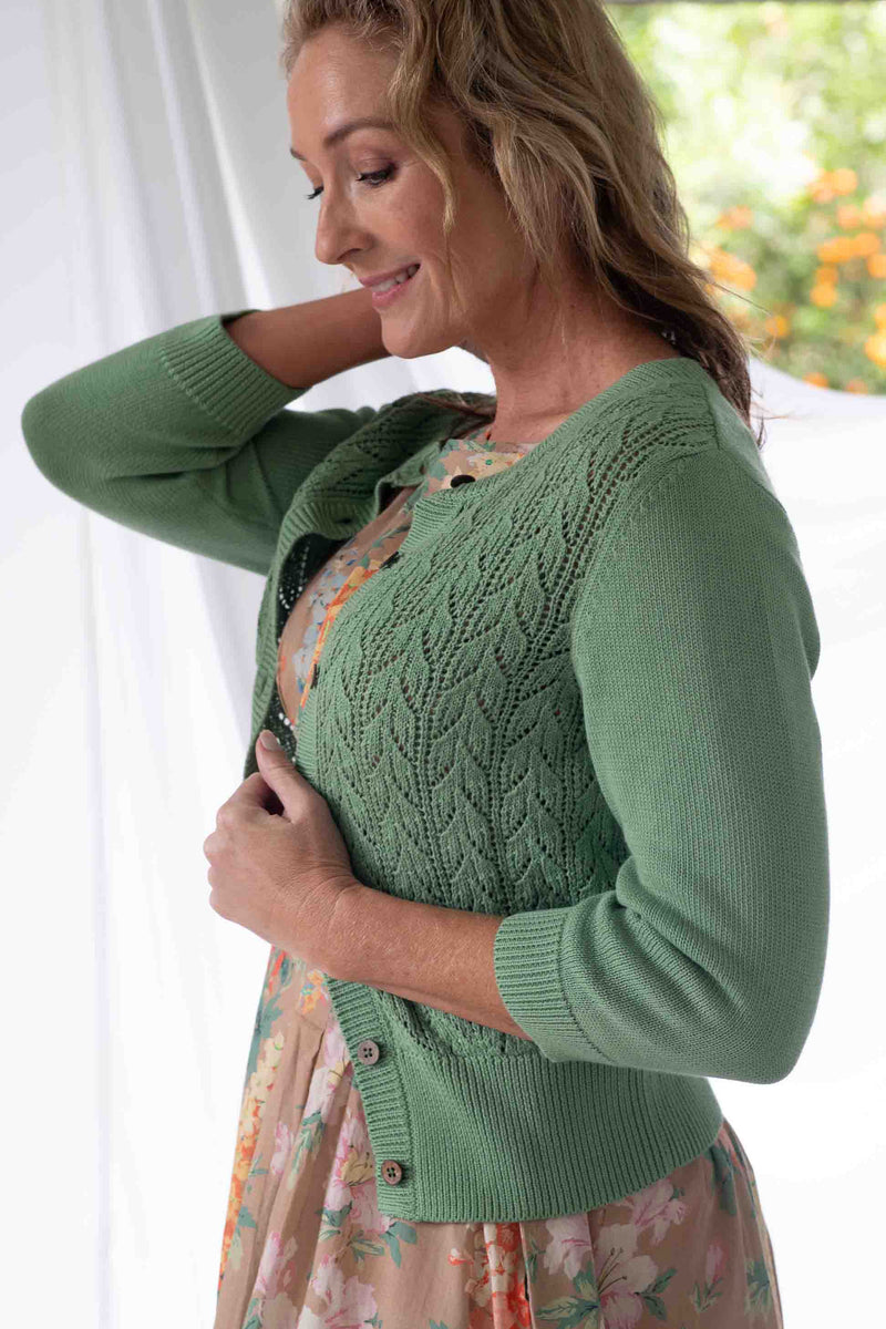 Ava Cardigan - Mineral Green – Finki Handmade