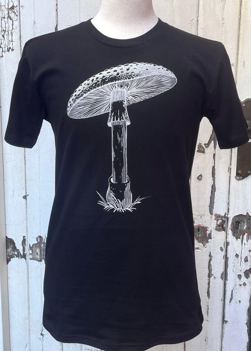 Mens Mushroom Screen Print Tee Black – Finki Handmade
